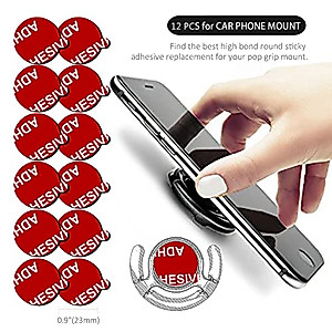 Very High Bond Sticky Adhesive, AZXYI 12 PCS Double Side Stickers Adhesive Replacement Compatible with Socket Mount Base, Round Adhesive Tape for Car Magnetic Phone Holder Base & Phone Ring Holer Base