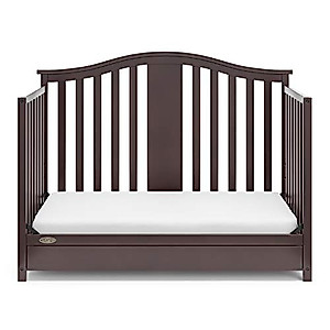 Graco Solano 5-in-1 Convertible Crib with Drawer (Espresso) – GREENGUARD Gold Certified, Crib with Drawer Combo, Includes Full-Size Nursery Storage Drawer, Converts to Toddler Bed and Full-Size Bed