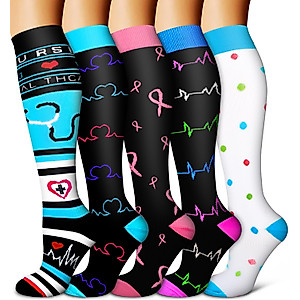 BLUEENJOY Copper Compression Socks for Women & Men (6 pairs) - Best Support for Nurses, Running, Hiking, Recovery