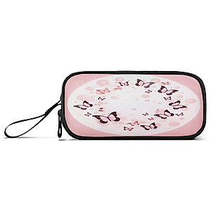 Generic Moon Butterfly Pink Pencil Case Large Capacity Pencil Pouch Pen Bag Zipper Pencil Box Purse Organizer Pouches for Girls Kids Students Boys Office School College Supplies Gifts