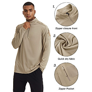 TACVASEN Polo Shirts for Men Workout Quick Dry Fitness Golf T-Shirt with Zip Pocket Grey L