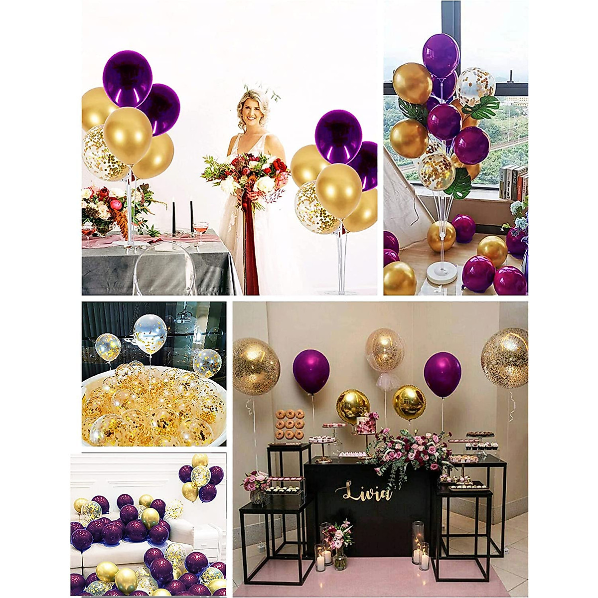 Graduation Decorations Purple Gold 2024/Purple Gold Balloons/Purple Graduation Party Decorations VIKINGS NYU LSU/Birthday Party Decorations for Women Purple Gold/Eid Mubarak Decorations
