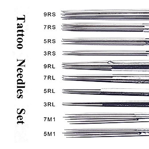 Tattoo Needles Set - Autdor 50PCS Mixed Tattoo Needles 3RL,5RL,7RL,9RL,3RS,5RS,7RS,9RS,5M1,7M1 Disposable Sterile Tattoo Gun Needles Assorted Liners,Shaders and Magnum (Mixed-RL/RS/M1-50pcs)