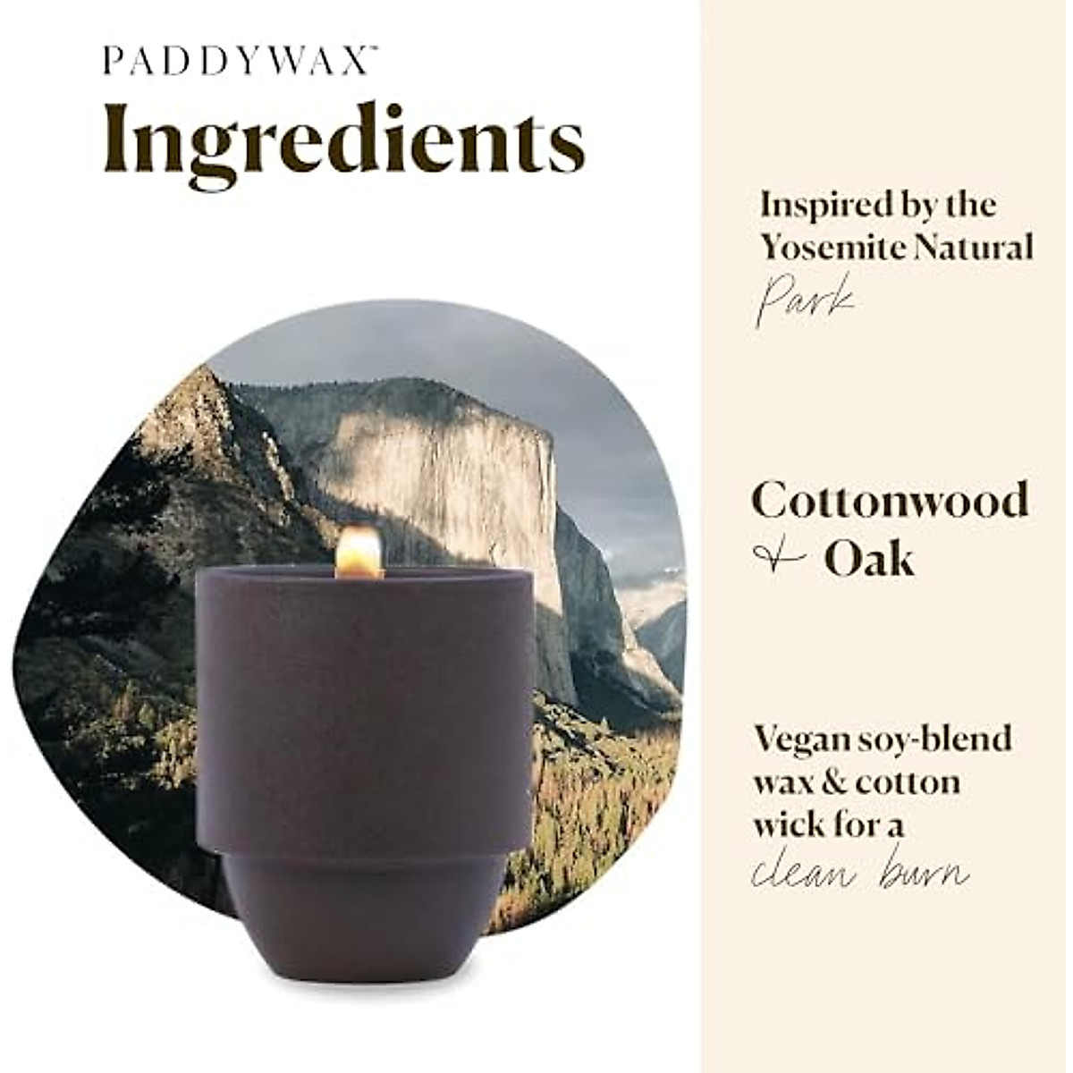 Paddywax National Parks Artisan Soy Wax Scented Candle Made in the USA, 11-Ounce Textured Ceramic Jar, Yosemite