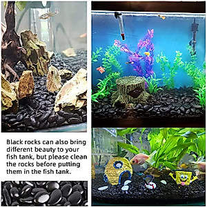 NMEINV 2 lb Natural Decorative Black Pebbles - Decorative River Rocks for Bamboo Plants, Fish Tank, Vase Fillers and Fairy Garden(1 to 2 Inch).