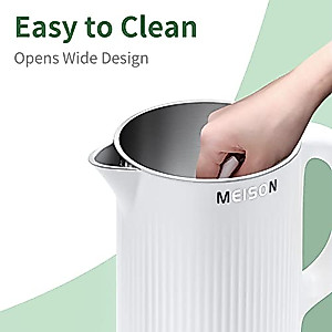 Electric Kettles Stainless Steel for Boiling Water, Double Wall Hot Water Boiler Heater, Cool Touch Electric Teapot, Auto Shut-Off & Boil-Dry Protection, 120V/1200W, 1.7 Liter, 2 Year Warranty(white)