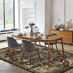 LUXLOOM Washable Rugs 9x12 Rug for Bedroom Vintage Living Room Rugs Bohemian Medallion Rug Boho Large Area Rug Non Slip Throw Rugs Stain Resistant Carpet for Office Dining Room 9'x12' Brown/Green