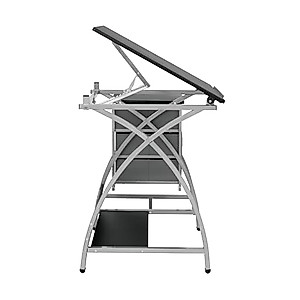 SD STUDIO DESIGNS 2 Piece Comet Craft Table | Angle Adjustable Top and Stool | Silver/Black