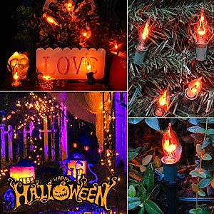 Aiyomt Christmas Flicker Flame Light Bulbs, Crystal Clear Chandelier Flickering C7/E12 Orange Flame Bulb for Electric Window Candles Halloween Party Christmas Decor, Flame Shaped, 1 Watts, 12 Pack