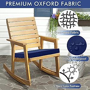 Comcaver Outdoor Chair Cushions 22 x 22 Inch Waterproof Patio Chair Cushions with Tie 5 Year Color Fastness Thick Outdoor Seat Cushion for Garden Lawn Patio Furniture Navy Set of 2