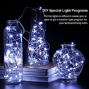 GDEALER 4 Pack 16.4 Feet 50 Led Fairy Lights Battery Operated with Remote Control Timer Waterproof Copper Wire Twinkle String Lights for Bedroom Indoor Outdoor Wedding Dorm Decor Cool White