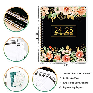 2023-2025 Monthly Planner/Calendar - 2 Year Monthly Planner 2023-2025, July 2023 - June 2025, 9" x 11", Planner with Monthly Tabs, Flexible Cover, Two-Side Pocket, Perfect Organizer