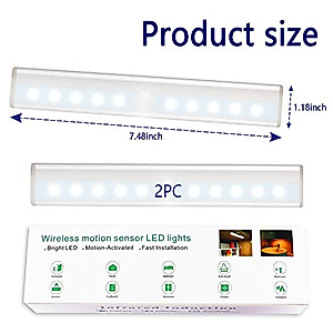 IHOTDER 2PCS RV Motion Sensor Led Light Strip,Cold Light 10 LED Intelligent Magnetic Motion Sensor Light,Essential RV Accessories for Travel Trailers,Motorhome,Camper,Kitchen,Wardrobe