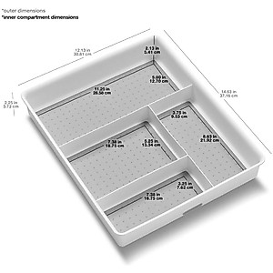 madesmart - 15222 Basic Gadget Tray Organizer - White | BASIC COLLECTION | 4-Compartments | Multi-Purpose Storage | Non-slip Lining | Easy to Clean | Durable | BPA-Free
