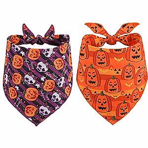 2 Pack Dog Bandana Halloween, Triangle Bibs Scarf for Halloween, Holiday Pet Neckerchief for Dogs Pets