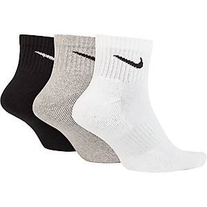 Nike Everyday Cushion Ankle Training Socks (3 Pair), Men's & Women's Ankle Socks with Sweat-Wicking Technology, Multi-Color, Medium