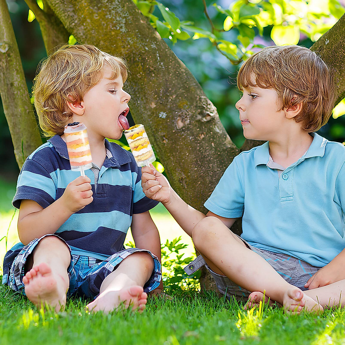 Angoily 30pcs Round Push-Up Cake Shooter Plastic Clear Cake Holder Push Pops Cake Container with Lid DIY Cake Holder Cup for Home Store for Ice Cream, Cake, Dessert