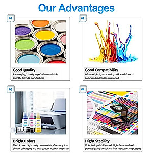 Aomya Compatible T522 Refill Ink Bottle Kit Premium Ink for EcoTank ET-2720, ET-4700 Printers Black, Cyan, Magenta, Yellow 4-Pack 100ML