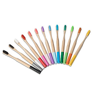 SUPVOX 4pcs Soft Toothbrush Long Handle Bamboo Teeth Brush for Deeply Oral Cavity Cleaning Home Travel Outdoor Adults Kids (Black)