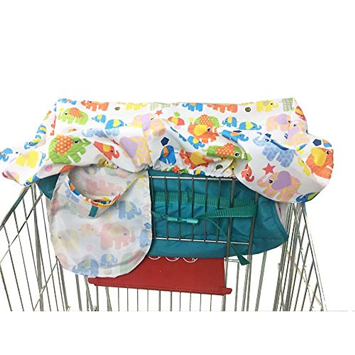 Portable Shopping Cart Cover | High Chair and Grocery Cart Covers for Babies, Kids, Infants & Toddlers ✮ Includes Free Carry Bag ✮ (Simple Elephant)
