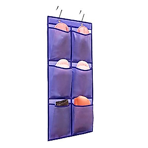 ANIZER Over The Narrow Door Shoe Organizer Hanging 6 Large Fabric Pockets Back Door Shoe Holder for Closet with 2 Hooks (PURPLE)