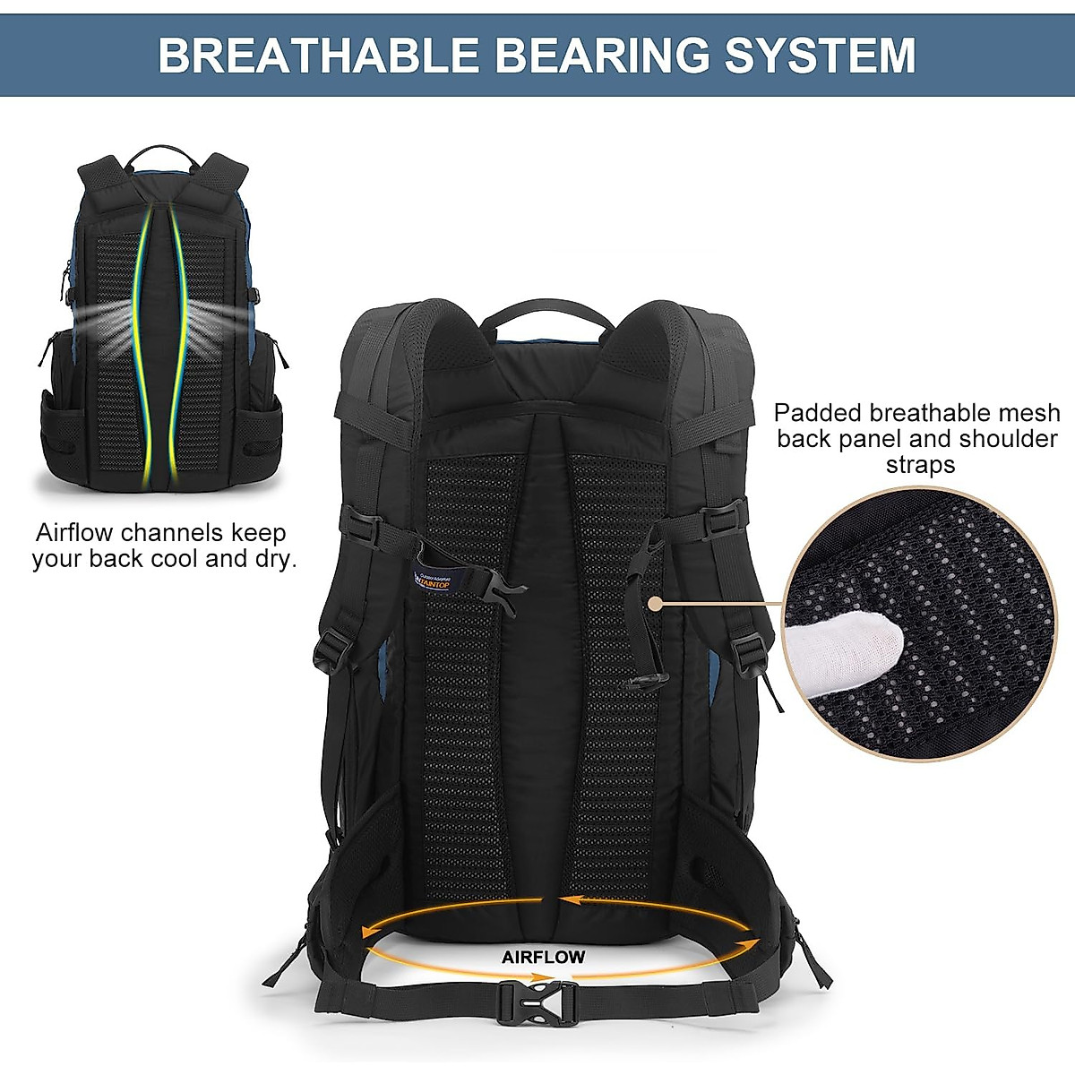 MOUNTAINTOP 35L Hiking Backpack for Women & Man Outdoor Backpack with Rain Cover for Camping, Cycling and Traveling, Flowerarmygreen