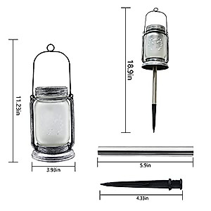 Solar Flames Lantern, Solar Powered Flickering Flames Lights Outdoor Hanging Waterproof Landscape Lanterns, Solar Mason Jar Lights for Patio, Yard, Garden, Pathway and Christmas Decoration (4 Pack)