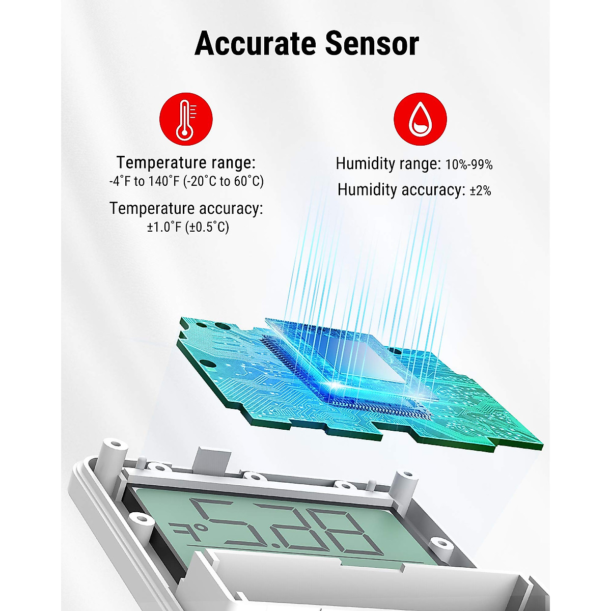 ThermoPro TP357 Digital Hygrometer Indoor Thermometer of 260FT, Bluetooth Humidity Meter with Smart App, Room Humidity Gauge with Humidity Sensor