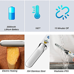 ANSIBLE Electric Heating Butter Spreader, Rechargeable Butter Knife, Stainless Steel Blade, Can Quickly Melt Butter, Cheese, Jam, Ice Cream