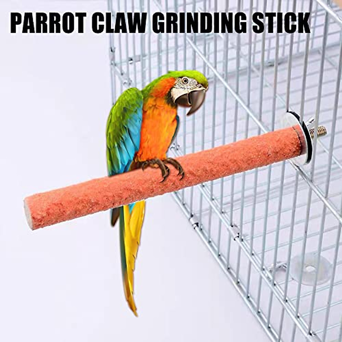 HBaby Parrot Perch Stand Toy Wooden Bird Perch Stand Birds Paw Grinding Rough-surfaced Stick Cage Accessories for Cockatiels,Cockatoo,Lorikeet,Random Color