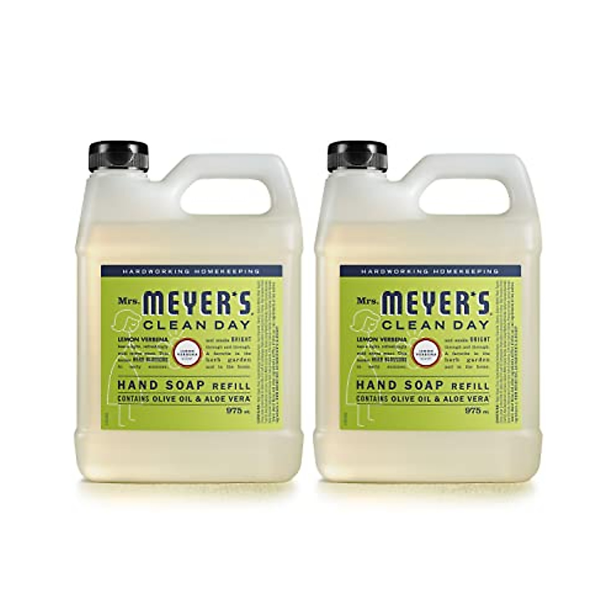 MRS. MEYER'S CLEAN DAY Hand Soap Refill, Made with Essential Oils, Biodegradable Formula, Lemon Verbena, 33 Fl. Oz - Pack Of 2