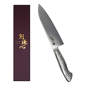 剣謙心 Tsurugi Kenshin Santoku Knife 180mm All Stainless Molybdenum-Vanadium Blade