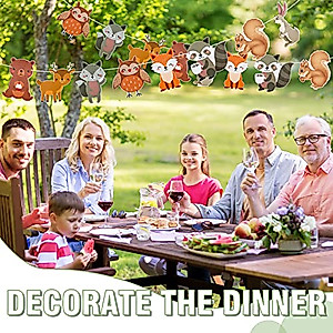 4 Pcs Woodland Animals Banner Assembled Forest Animal Bunting Banner Wild Creature Kids Birthday Party Supplies for Baby Shower Decoration