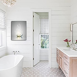 LZIMU Zen Canvas Wall Art White Lotus Flower Bloom in Water Picture Prints Wall Decor Framed Grey Painting for Yoga Spa Meditation Spiritual Room Decor (12x18in (30x45cm), Zen Artwork-3)