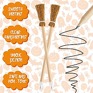 Zonon Witch Broom Pencils, 12 Pieces, Halloween Party Favors, Suitable for Kids, Teens, Adults, Classroom Supplies