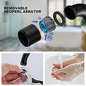 ARCORA Matte Black Bathroom Faucet, 2 Handle Basin Faucet, 4 Inch Centerset Bathroom Faucet with Drain Assembly and Supply Hoses, Bathroom Sink Faucet Black