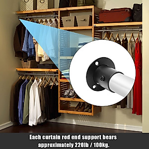 Qjaiune 4PCS Closet Pole Socket Set Wardrobe Rod Bracket, 1 Inch Curtain Rod Support Bracket Black Closet Rod Holder, Stainless Steel Closet Flange Heavy Duty Closet Rod End Supports (O Shaped)