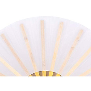 Amajiji Large Folding Fans, Rave Festival Accessories for Men/Women, Chinese Japanese Hand Fan Gift Fan Drag Queen Fan Performance Fan Dance Fan (White)
