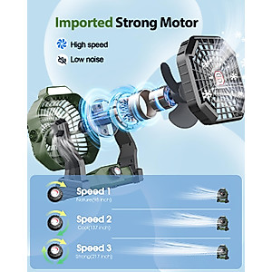 Solar Camping Fan With Solar Panel, 9-Inch Portable Travel Fan With Led Lantern, 10800mAh Rechargeable Fan, Battery Operated Powered Fan,Tent Fan for Camping Tent,Camping Essentials Accessories