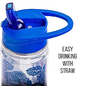 Silver Buffalo Lilo and Stitch Floral Sketch Glitter Double Walled Tritan Water Bottle, 18-Ounce