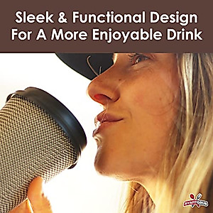 Anti-Spill, Recyclable Black Dome Lids, 100 Pk. Coffee Cup Lid for Portable Drinks. 3.45" Diameter, Fits 10, 12, 16, 20oz Disposable Paper Cups. Domed Plastic Covers for Takeout Tea, Espresso or Latte