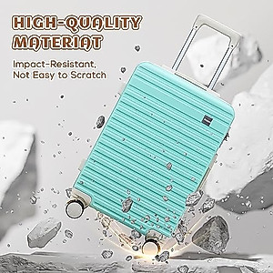 imiomo Carry On Luggage 20 Inch airline approved Hardside 3PCS Set Lightweight Rolling Travel Luggagewith TSA Lock， Suitcase with Spinner Wheels (GREEN+beige, Carry-On 20-Inch)