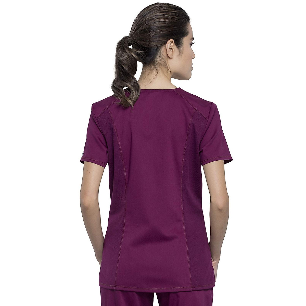 Cherokee Women Scrubs Top Workwear Revolution Round Neck Plus Size WW602, 5XL, Black