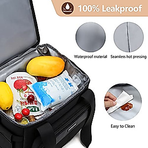 BAVERGE Lunch Box for Men Women, Insulated Loncheras Para Mujer Hombres, Large Portable Collapsible Adult Work Food Cooler, Expandable Heavy Duty Leakproof Tactical Lunch Bag Black
