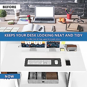 DUMOS Adjustable Height Electric Standing Desk with Drawer,40 x 24 in Ergonomic Computer Table with Splicing Board, Wire Hole and Hook for Workstation for Home, Office, White