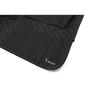 ETCHR Canvas Roll Up Brush Pouch - Black Paint Brush Holder with Canvas Ties