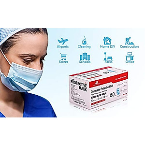 2000 PCS Bulk Blue Face Masks (40 Packs, 50pcs/Pack), Non Woven Thick 3-Layers Breathable Facial Masks with Adjustable Earloop, Mouth and Nose Cover