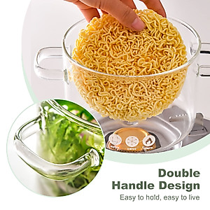 LIDSCURA 1.5L/50 FL OZ Glass Saucepan with Cover, Heat-resistant Glass Stovetop Pot and Pan with Lid, The Best Handmade Glass Cookware Set Cooktop Safe for Pasta Noodle, Soup, Milk