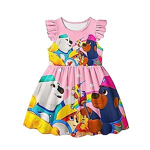 DYNLAB Cute Dog Dress Clothes Toys Doll Costume For Girls Toddler Casual Dress Cartoon Kids