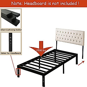 Tooyyer 18inch Metal Twin Size Bed Frame Heavy Duty Steel Slat Mattress 2500 lbs Support Easy to Assembly No Box Spring Needed Non-Slip Support